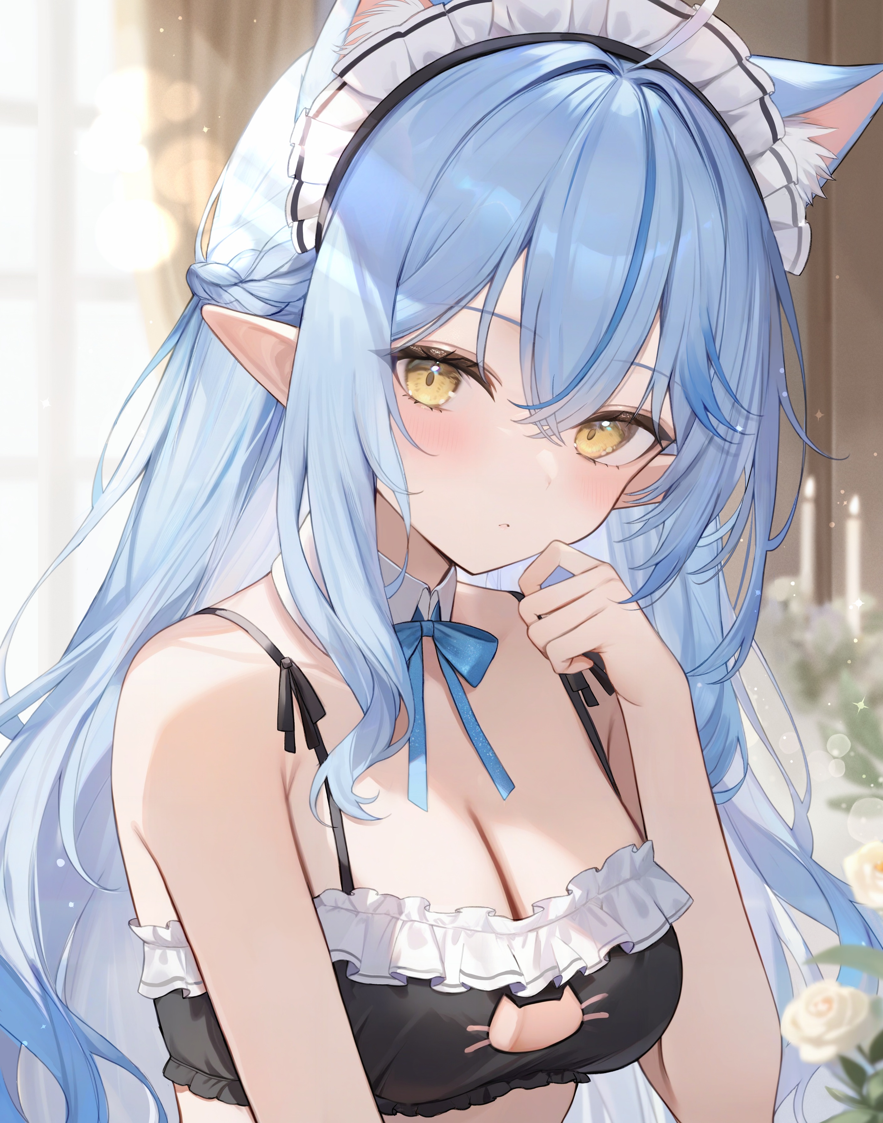 aria (ariacue) hololive yukihana lamy animal ears bra elf maid nekomimi pointy ears | #1225308 ...